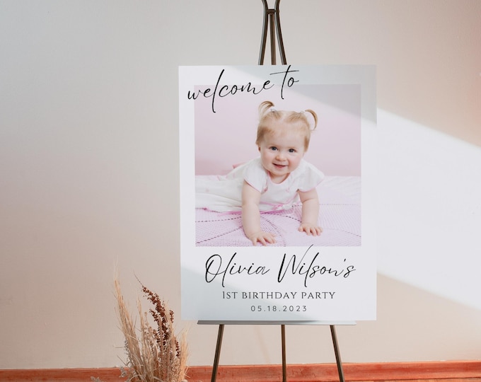 First Birthday Welcome Sign, 1st Birthday Welcome Sign, Photo First ...