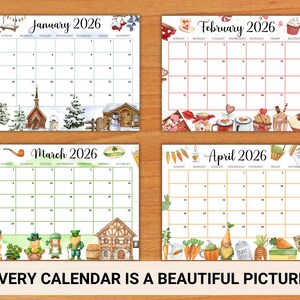 Editable 2026 Watercolor Calendar Bundle, Fillable Monthly Planner PDF ...