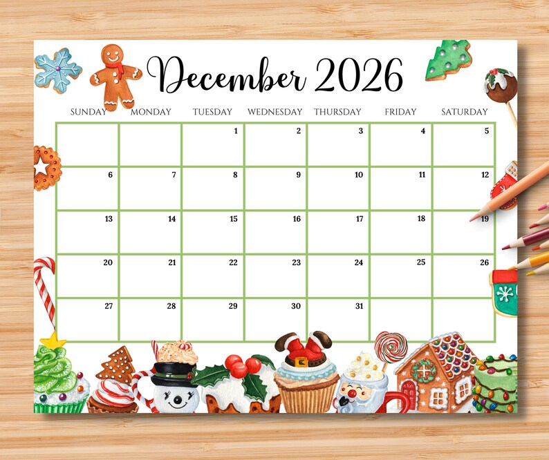 EDITABLE December 2026 Calendar | Monthly Planner for Kids, School ...