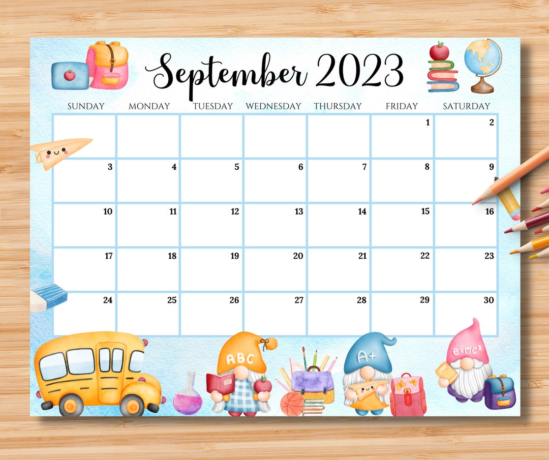 EDITABLE September 2023 Calendar Back To School Planner With Etsy UK