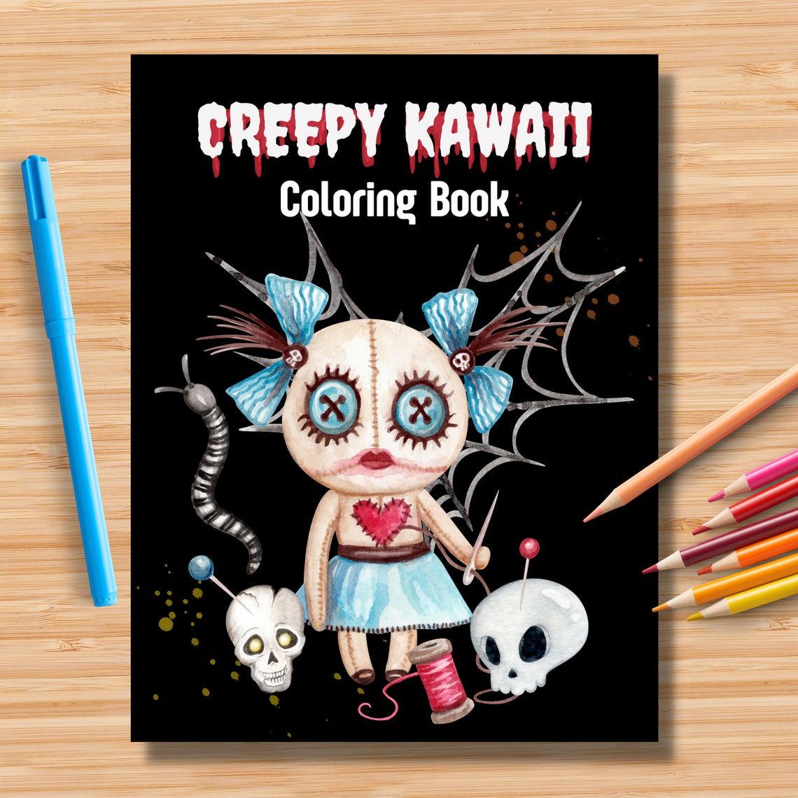 28 Printable Creepy Kawaii Coloring Pages for Kids Teens Adults, Horror ...