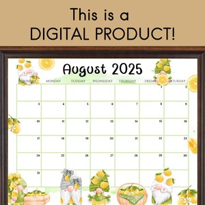 EDITABLE August 2025 Calendar, Joyful Summer With Cute Lemon Gnomes ...