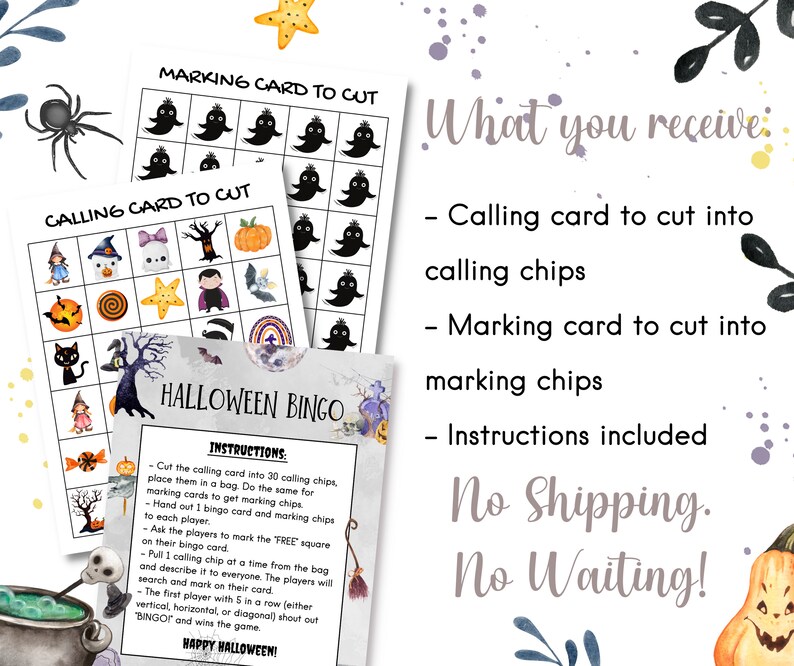 Printable Halloween Bingo 30 Unique Halloween Bingo Cards | Etsy