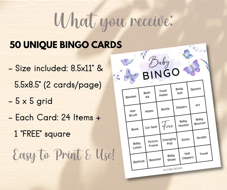 50 Prefilled Baby Shower Bingo Cards Baby Bingo Game Bonus - Etsy