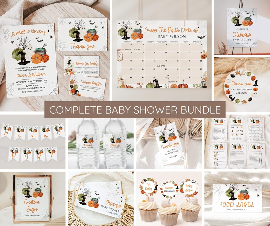 A Baby is Brewing Baby Shower Invitation Bundle, Spooky Halloween Baby ...