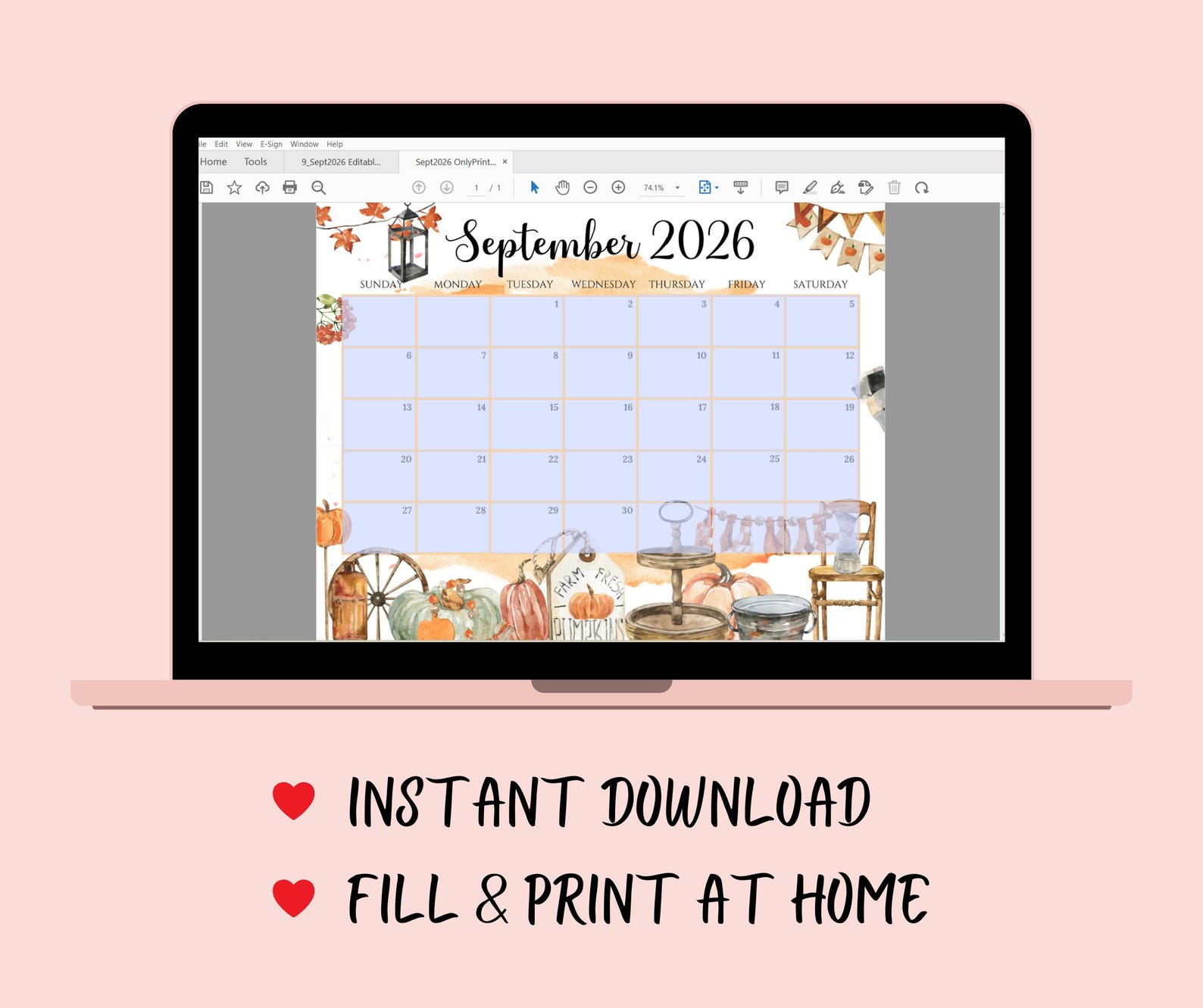 Editable September 2026 Calendar | Monthly Planner Printable PDF ...