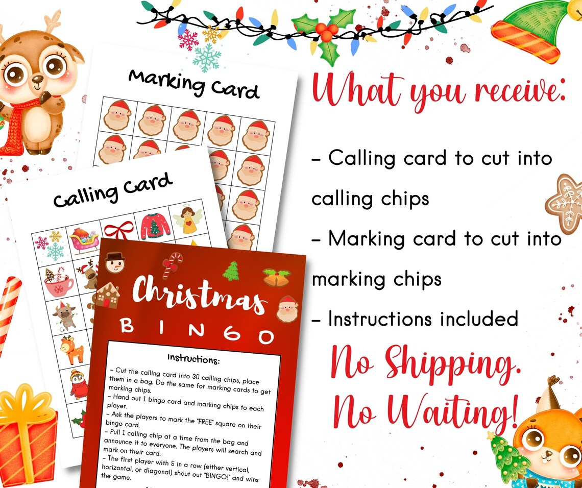 Printable Christmas Bingo 30 Unique Bingo Cards Christmas - Etsy