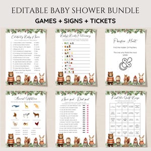 Christmas Baby Shower Game Bundle, Woodland Animals, Merry Little Baby ...