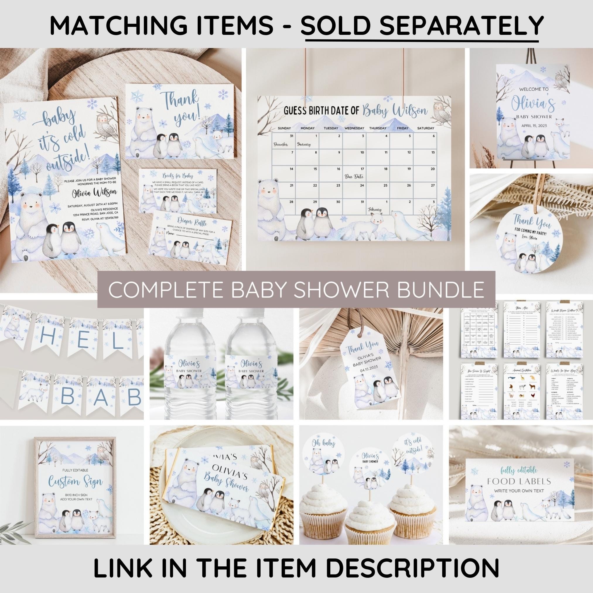 Winter Baby Shower Game Bundle, Winter Wonderland Baby Shower Game ...