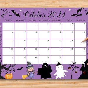 EDITABLE October 2024 Calendar, Spooky Halloween Printable Monthly ...
