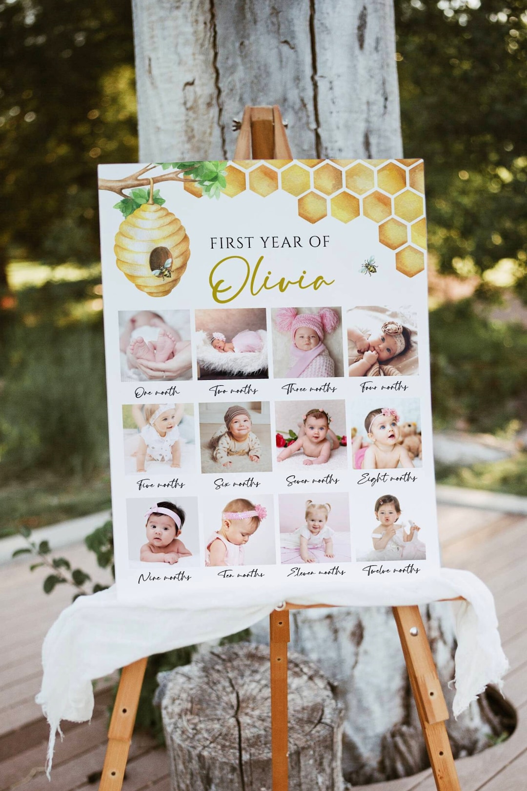 Bee Birthday Photo Poster, Bee Poster Template, Honey Bee 1st Birthday ...