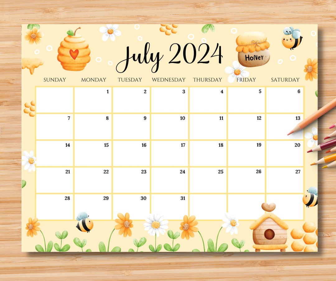 Calendario editable de julio de 2024, Día de la Independencia del 4 de ...