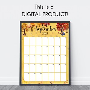 EDITABLE September 2025 Calendar (vertical/portrait), Beautiful Autumn ...