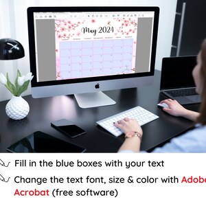 EDITABLE May 2024 Calendar, Fillable Spring Planner, Monthly Schedule ...