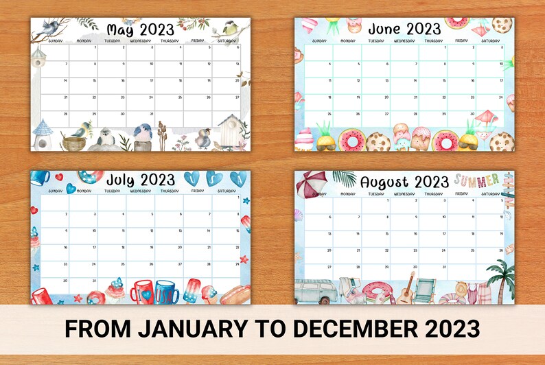EDITABLE Watercolor Calendar 2023 Bundle Legal Size - Etsy
