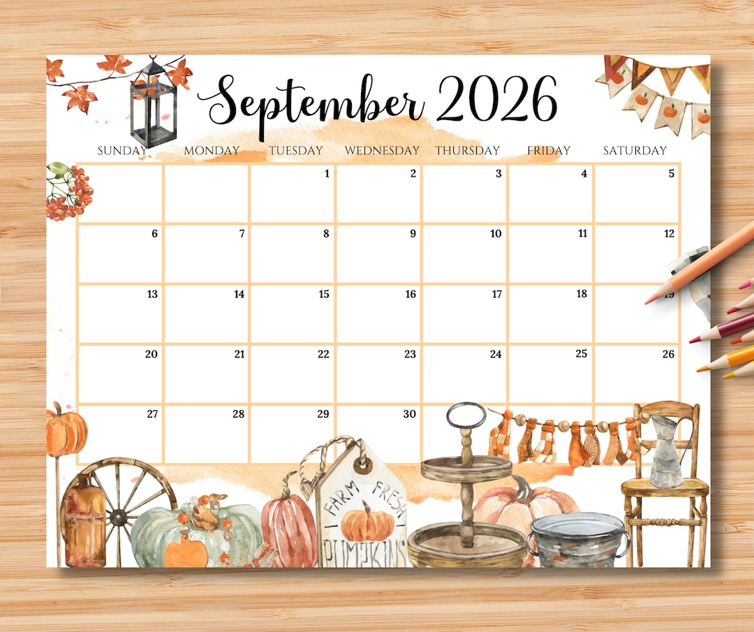Editable September 2026 Calendar | Monthly Planner Printable PDF ...