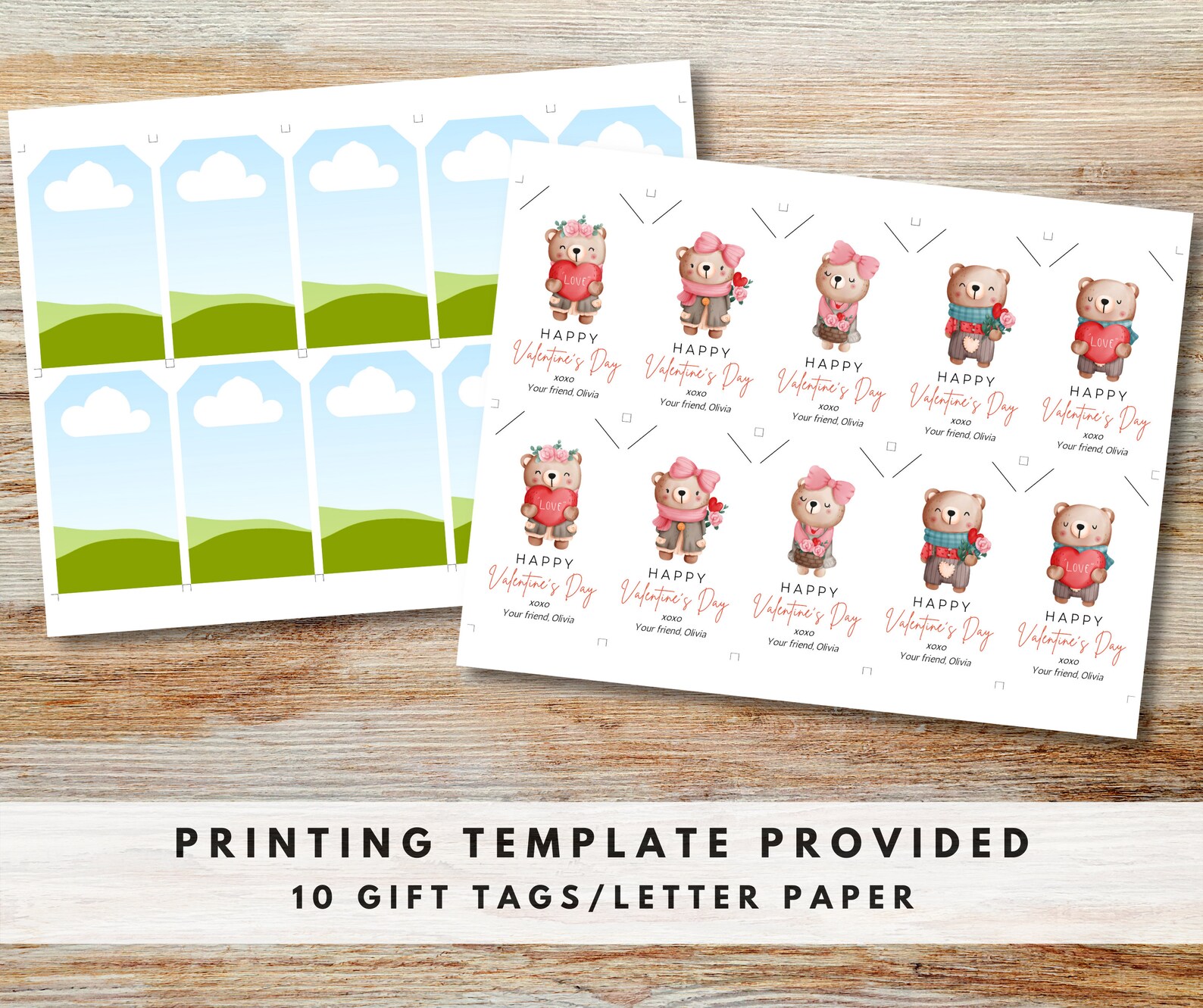 EDITABLE Valentine Gift Tag School Tag Template W/ Cute - Etsy