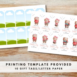 EDITABLE Valentine Gift Tag, School Tag Template W/ Cute Bears ...