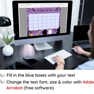 EDITABLE October 2024 Calendar, Spooky Halloween Printable Monthly ...