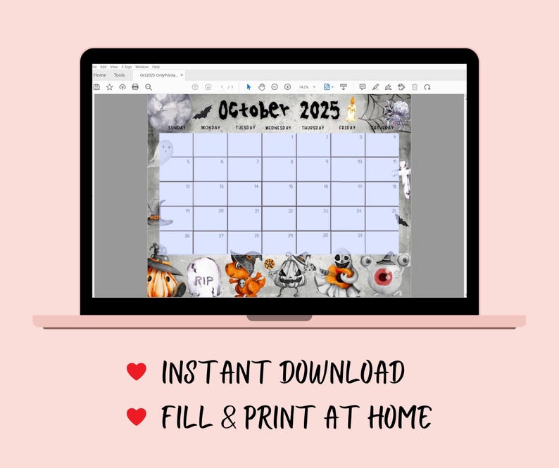 Editable October 2024 Calendar, Spooky Halloween W/ Cute Ghost & Spider ...