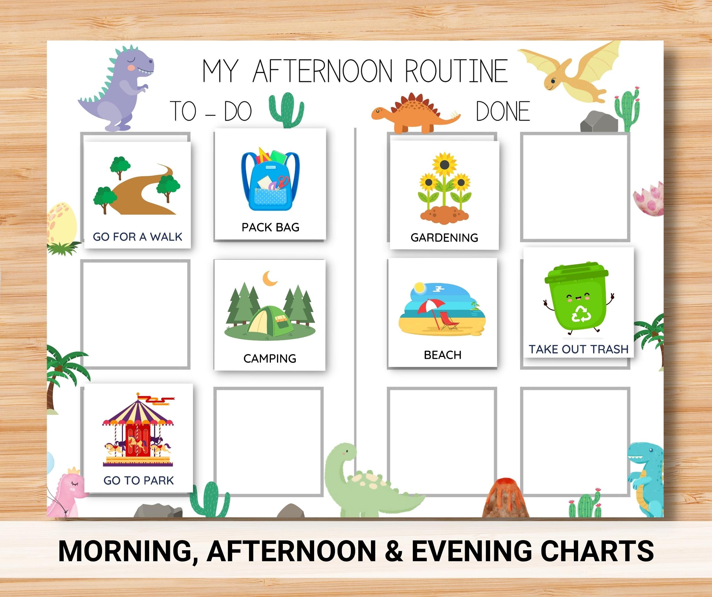 Editable Daily Routine Cards & Charts (boy), Toddler Routine Chart ...