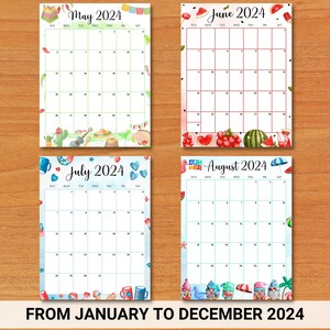 EDITABLE Vertical/portrait Monthly Calendar 2024 Bundle, Printable ...