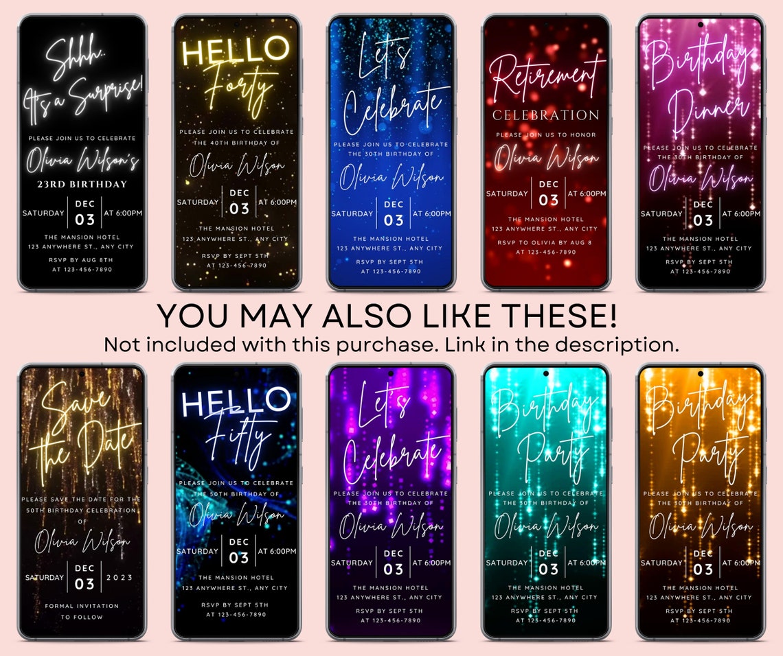 Video Gold Glitter Confetti Birthday Party Invitation Any Age - Etsy