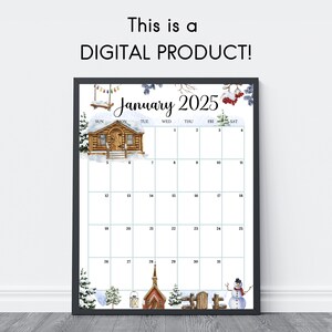 EDITABLE January 2025 Calendar vertical/portrait, Beautiful Winter in A ...