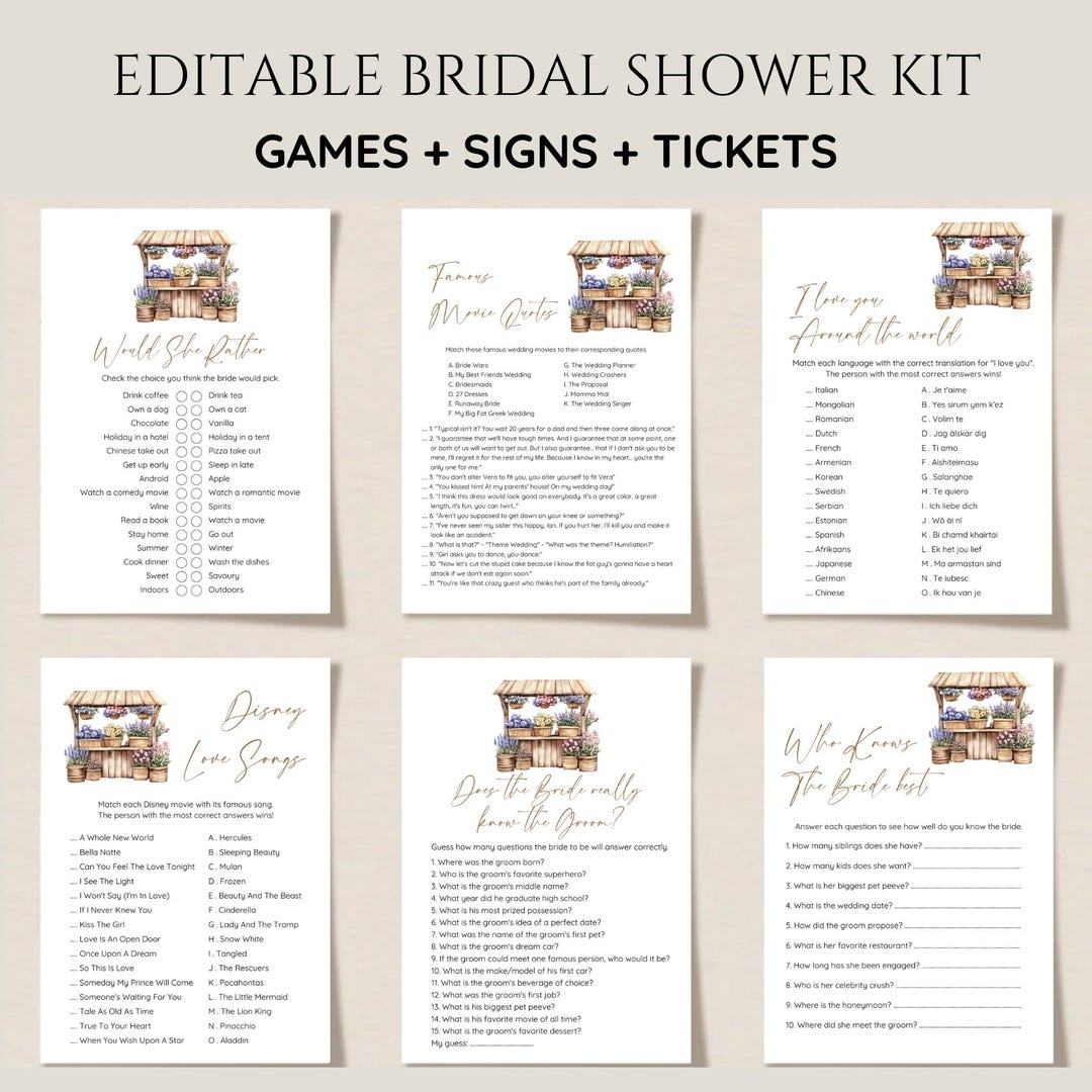 Fresh off the Market Bridal Shower Game Bundle, Farmer’s Market Theme ...