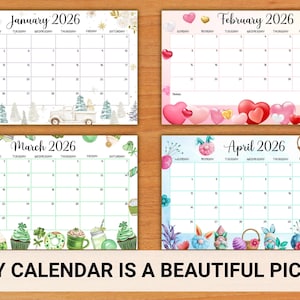 EDITABLE 2026 Calendar Bundle, Legal Size (14x8.5in), Cute Printable ...