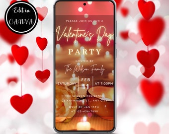 Editable Digital Valentine Invitation, Electronic Valentine Party ...