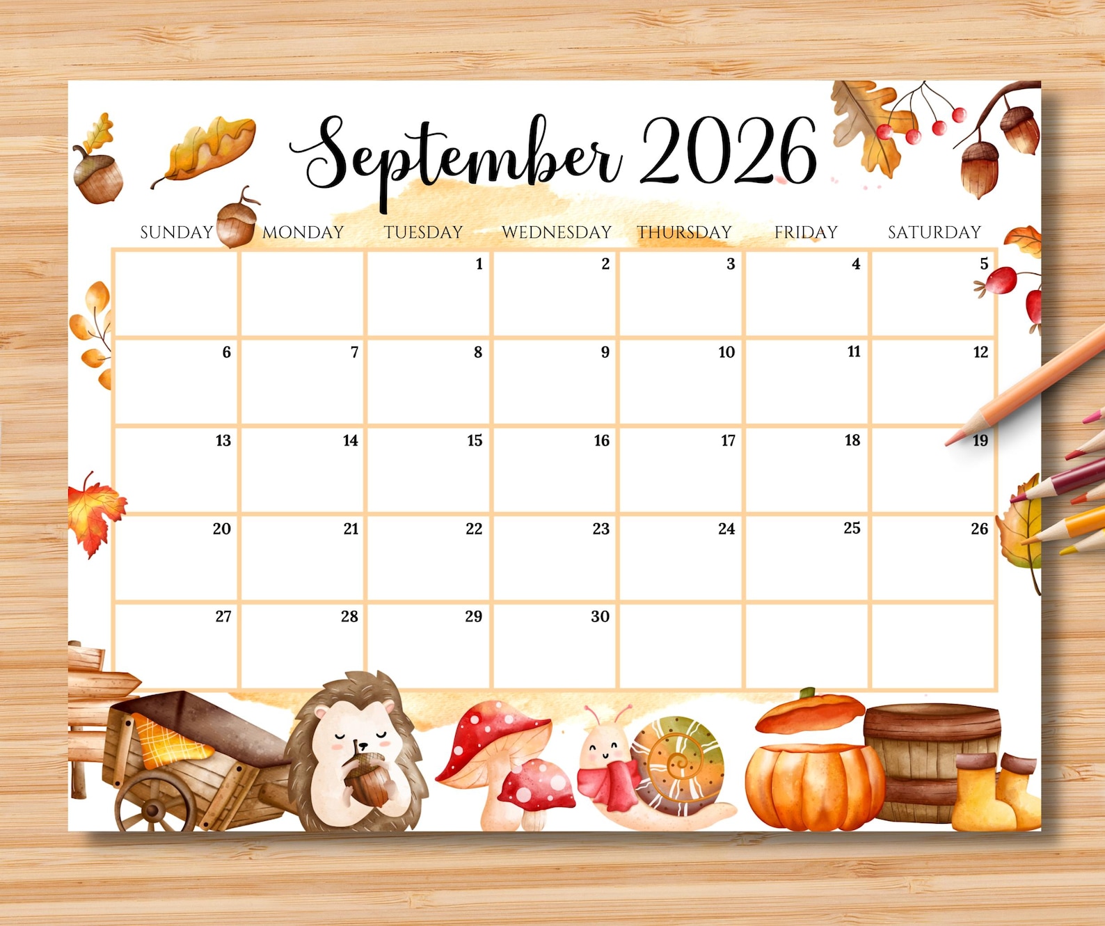 Editable September 2026 Calendar | Monthly Planner Printable PDF ...