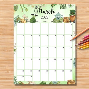 EDITABLE March 2025 Calendar (vertical / Portrait), St. Patrick's Day ...