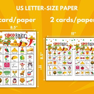 Cinco De Mayo Bingo Game, 50 Unique Bingo Cards W/labels, Mexican ...
