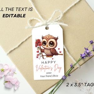 EDITABLE Valentine Gift Tag, School Gift Tag Template With Cute Owls ...