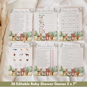 Woodland Baby Shower Bundle, Editable Woodland Animal Invitation ...