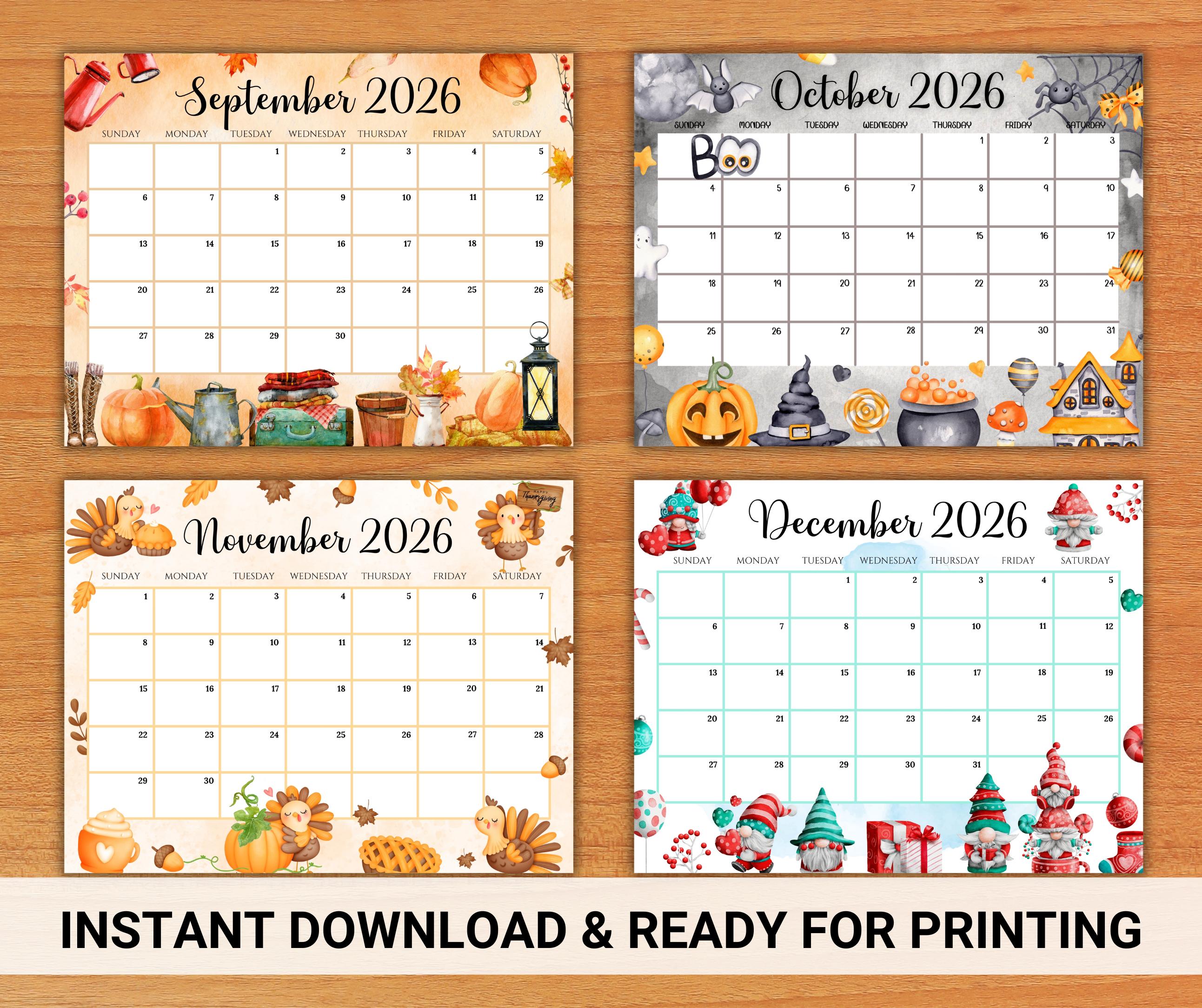 EDITABLE 2026 Monthly Calendar Bundle | Cute Printable Planner for Work ...