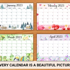 EDITABLE Big-wall Calendar 2023 Cute Printable Fillable - Etsy India