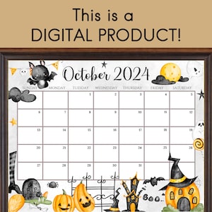 EDITABLE October 2024 Calendar, Spooky Halloween Planner 2024 ...