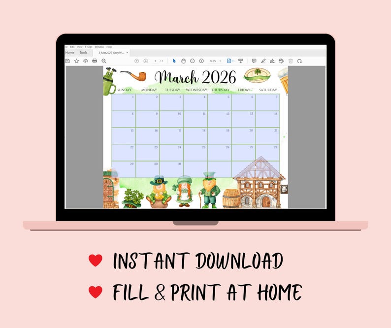 Editable March 2026 Calendar | Monthly Planner Printable PDF | School ...