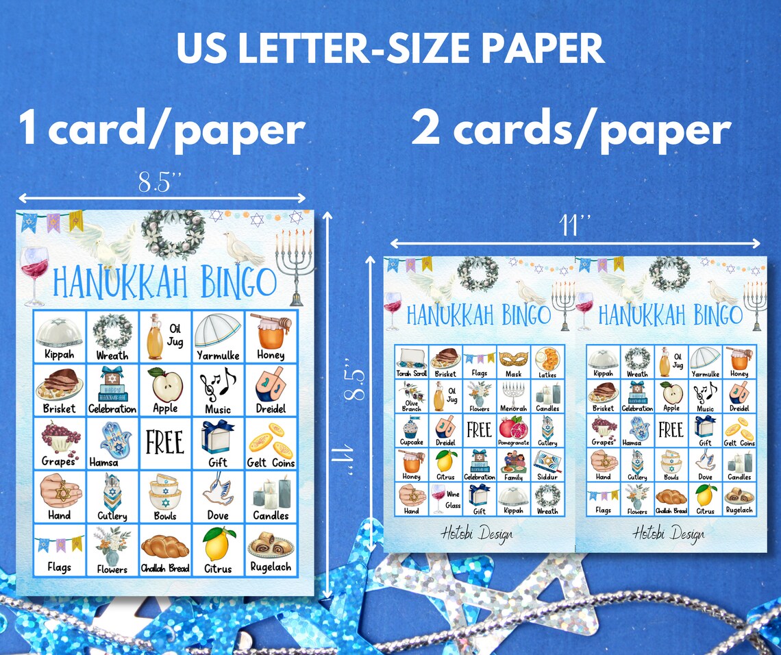 Printable Hanukkah Bingo Game 50 Unique Bingo Cards W/labels - Etsy