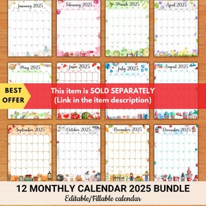 EDITABLE January 2025 Calendar vertical/portrait, Beautiful Winter in A ...
