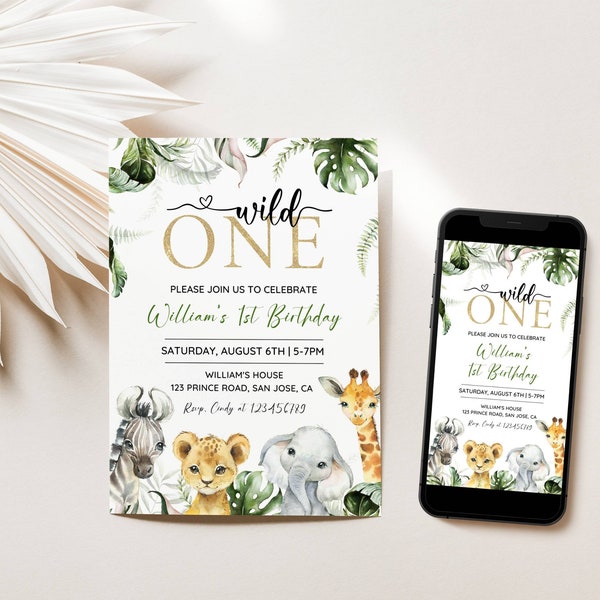 Wild One 1st Birthday Invitations - Etsy