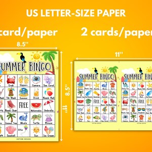 Printable Summer Bingo Game, 50 Unique Bingo Cards W/labels, Summer ...
