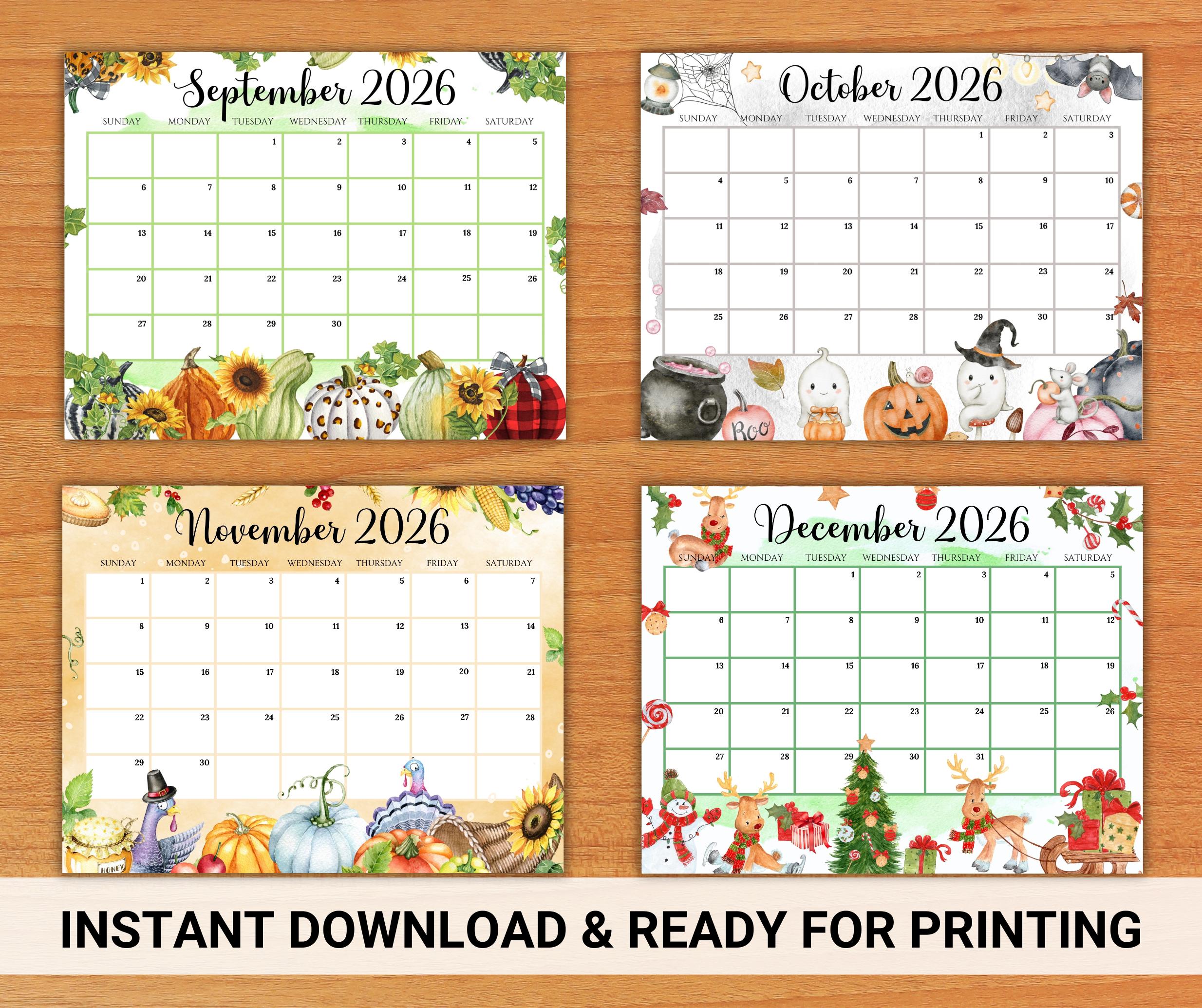 EDITABLE 2026 Monthly Calendar Bundle | Cute Printable Planner for Work ...