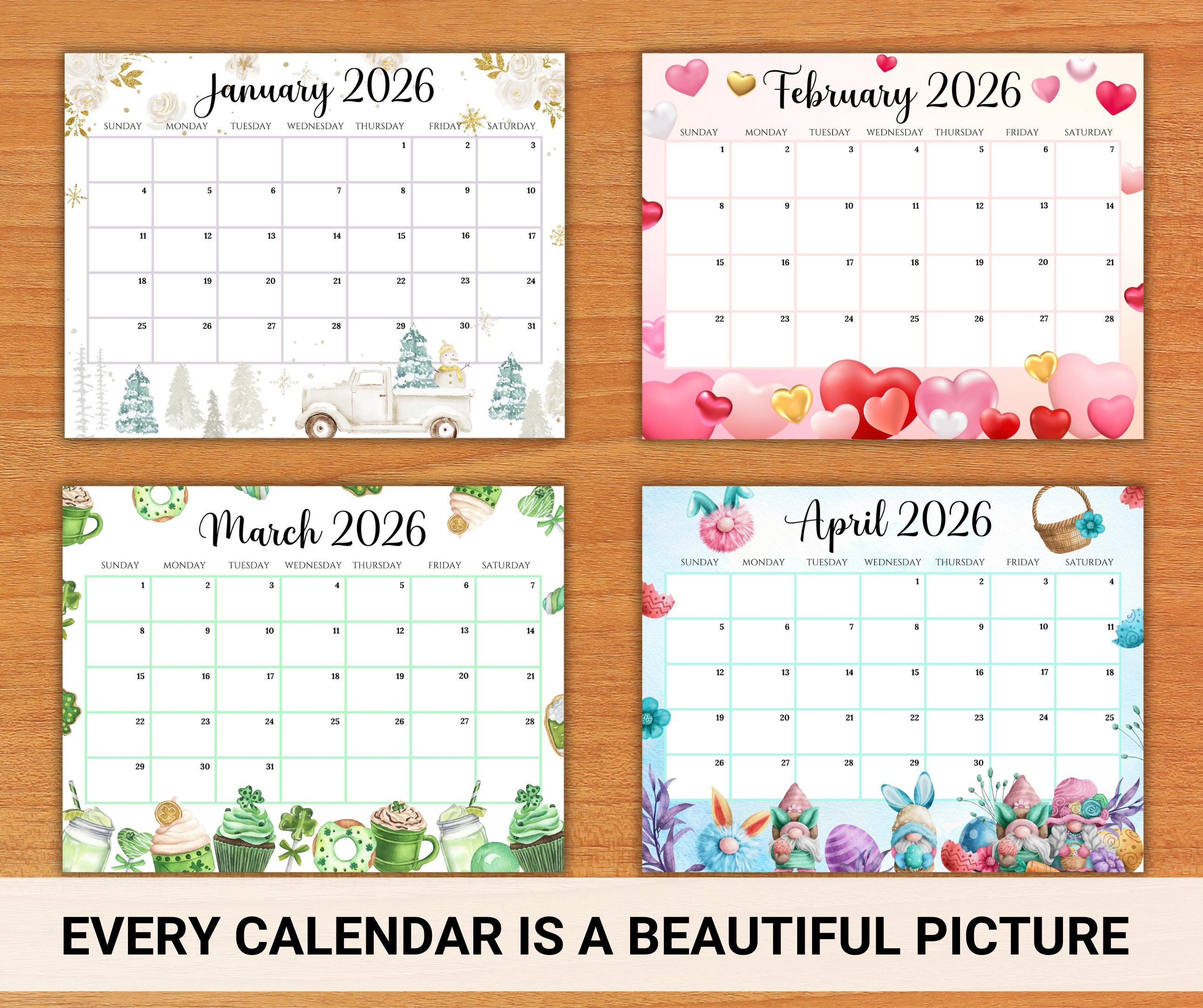 EDITABLE 2026 Monthly Calendar Bundle | Cute Printable Planner for Work ...