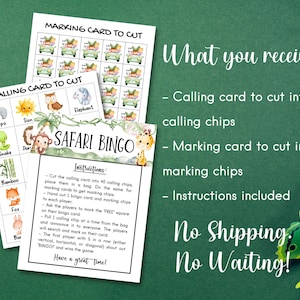 50 Safari Bingo Game Cards, Jungle Baby Shower, Safari Wild Birthday ...