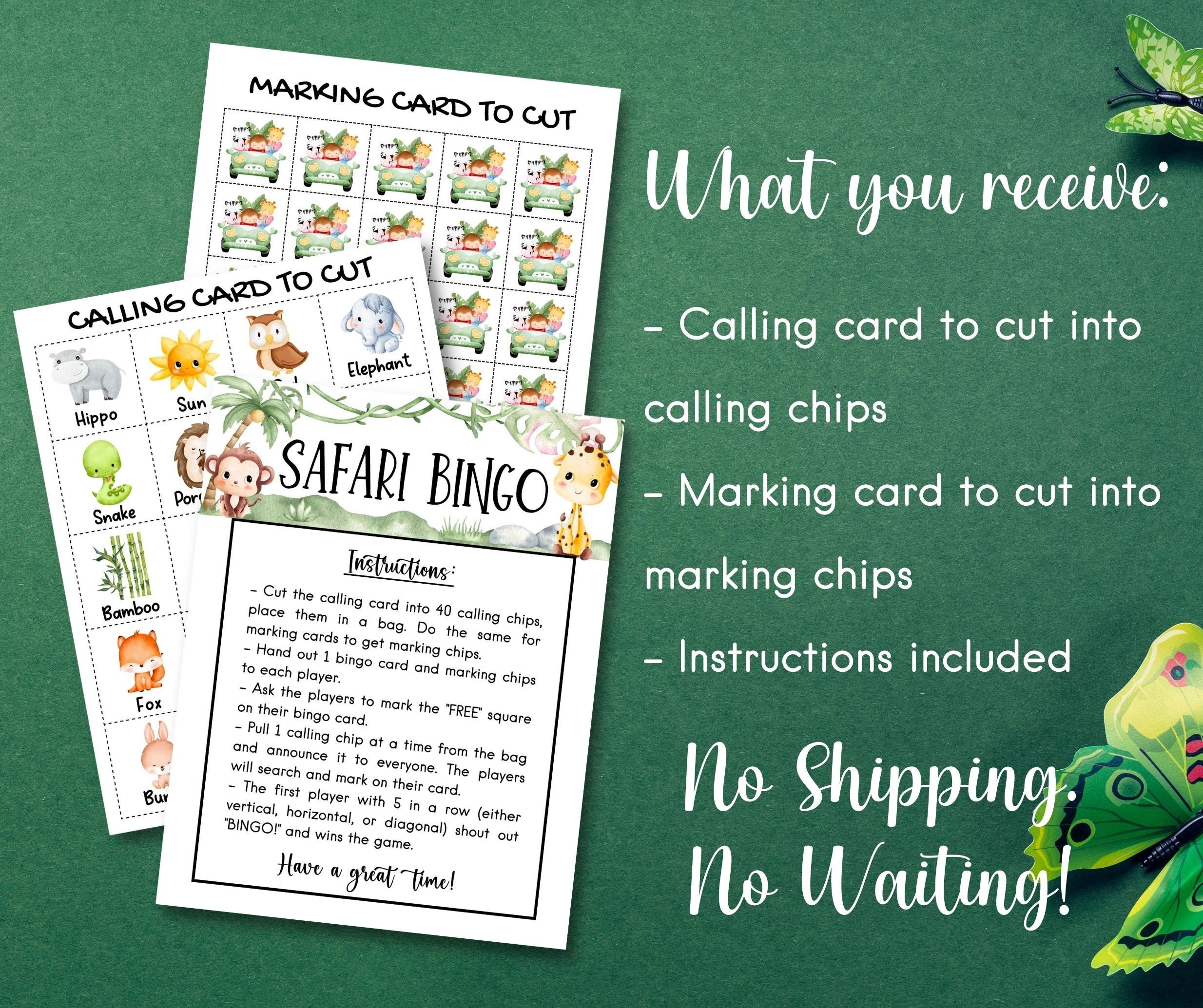 50 Safari Bingo Game Cards, Jungle Baby Shower, Safari Wild Birthday ...