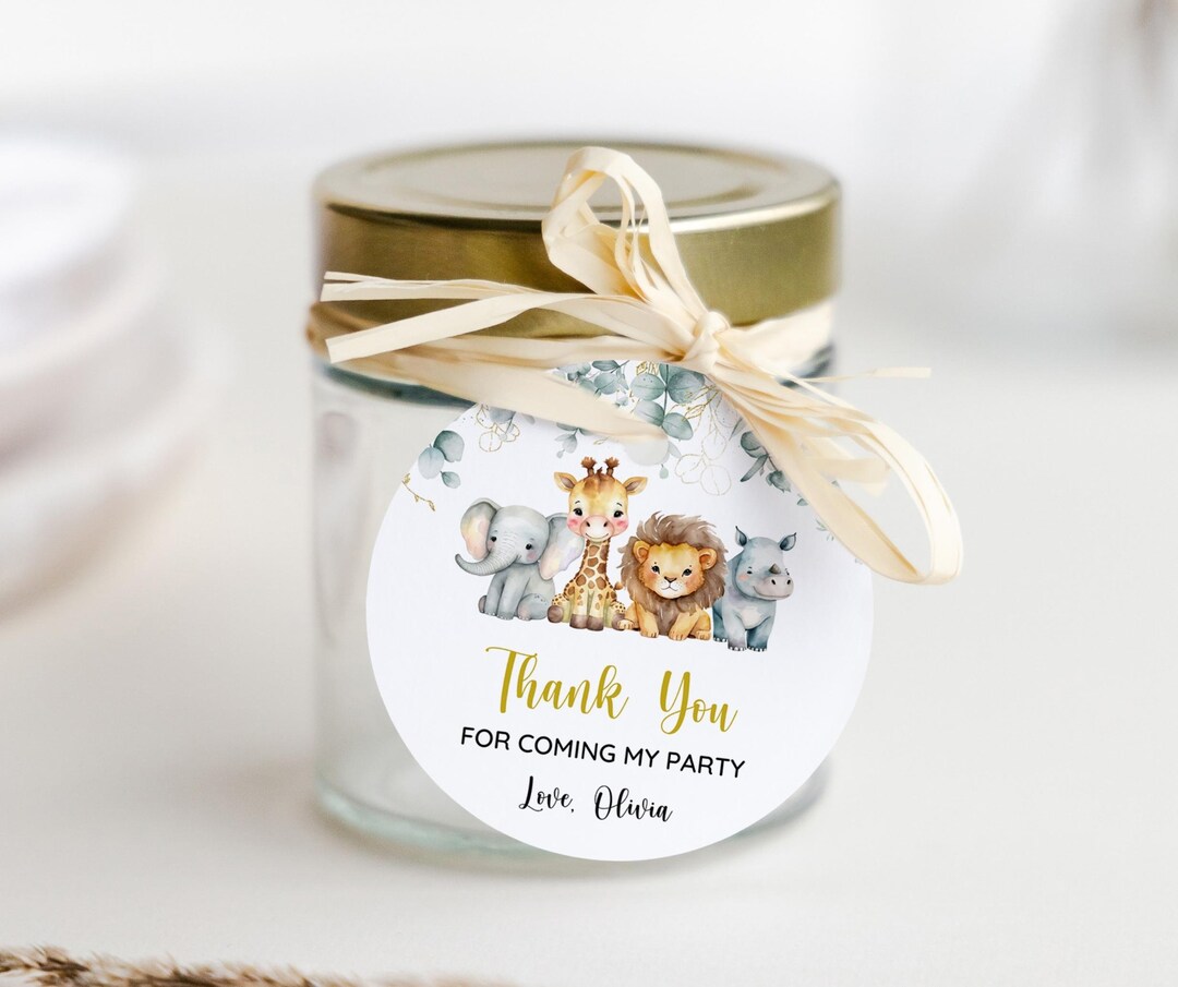 EDITABLE Safari Baby Shower Favor Tag, Gender Neutral, Safari Animal ...