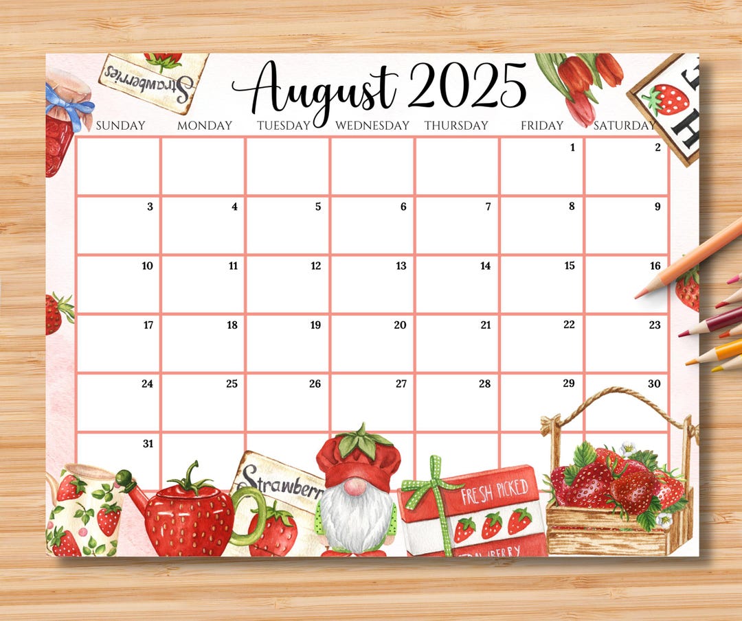 EDITABLE August 2025 Calendar, Beautiful Colorful Summer With Cute ...